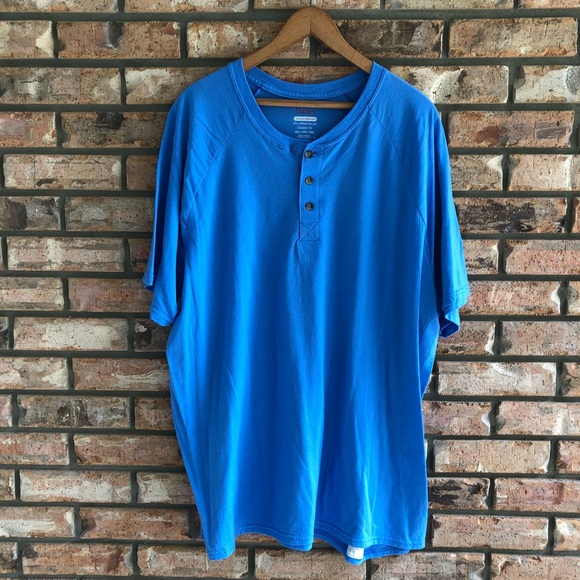 Hanes | Shirts | Hanes Comfort Blend Blue Henley Shirt | Poshmark